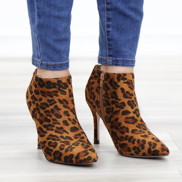 Shoes | Vegan Suede Leopard Print Ankle Booties | Poshmark